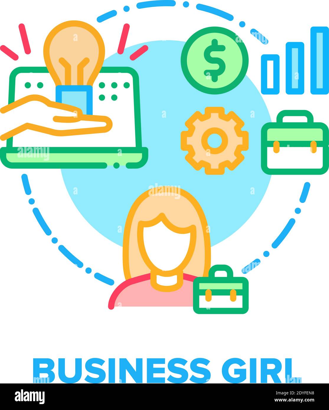 Business Girl Vector Concept Color Illustration Stock Vector Image ...