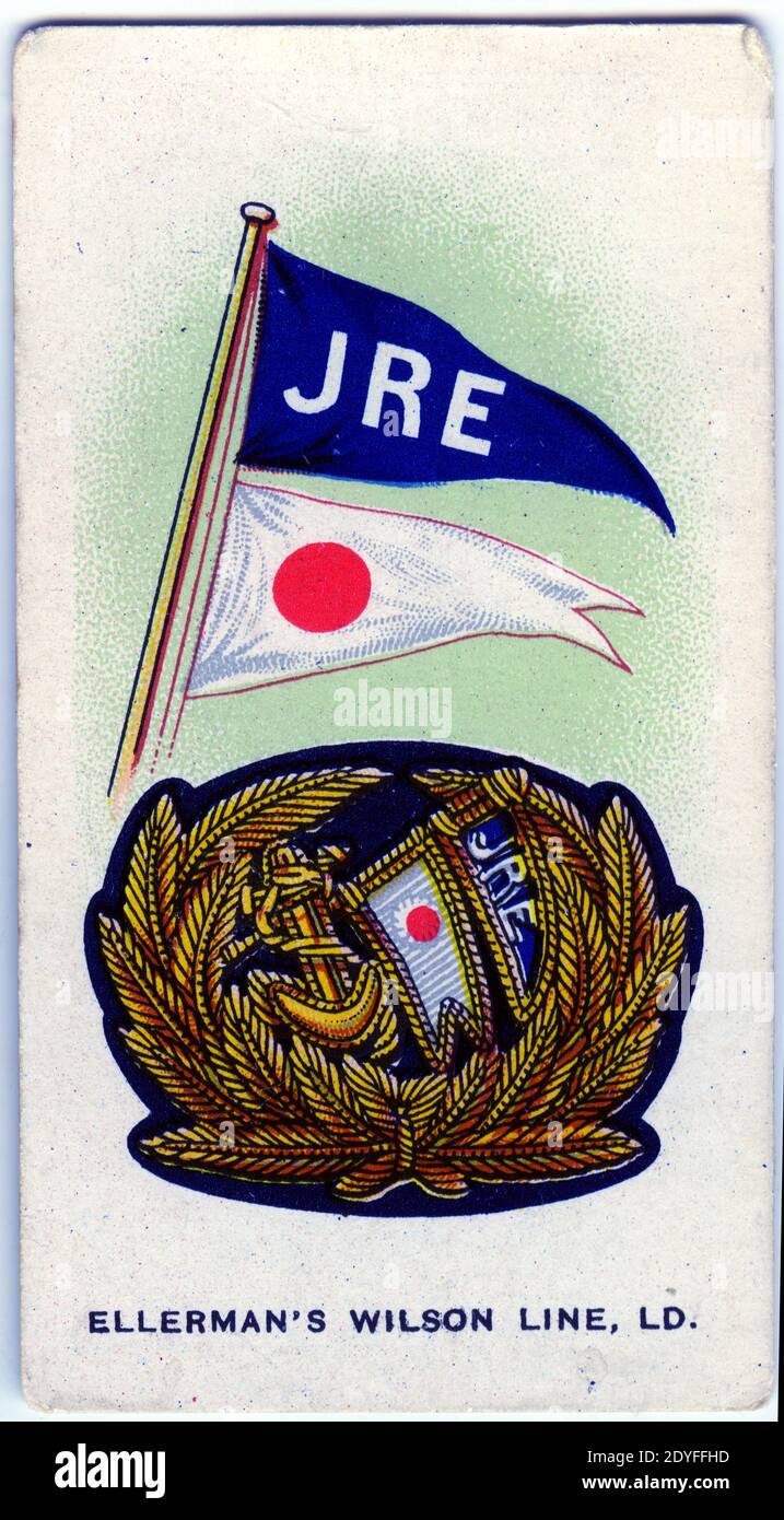 Cigarette card featuring Emblems of Ellerman's Wilson Line Stock Photo ...