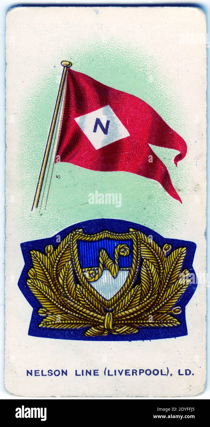 Cigarette card featuring Emblems of the Nelson Line (Liverpool Stock ...
