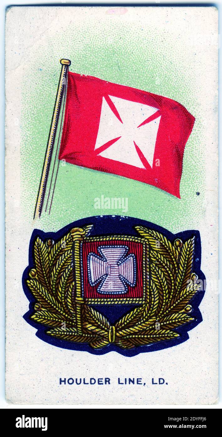 Cigarette card featuring Emblems of the Houlder Line Stock Photo - Alamy
