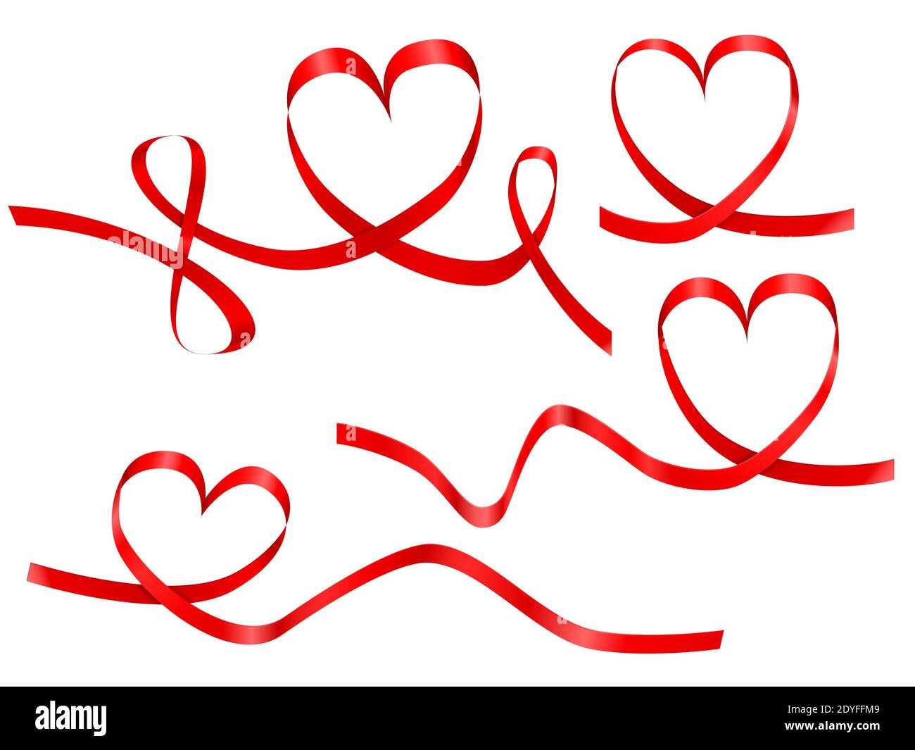 Heart ribbon set on a white background. Vector illustration Stock Photo ...