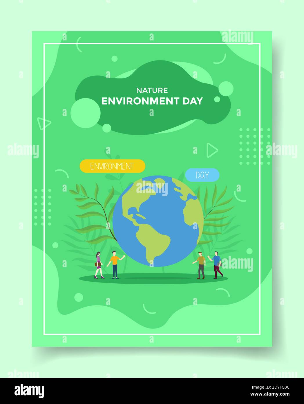 nature environment day concept people around earth leaf plant for ...