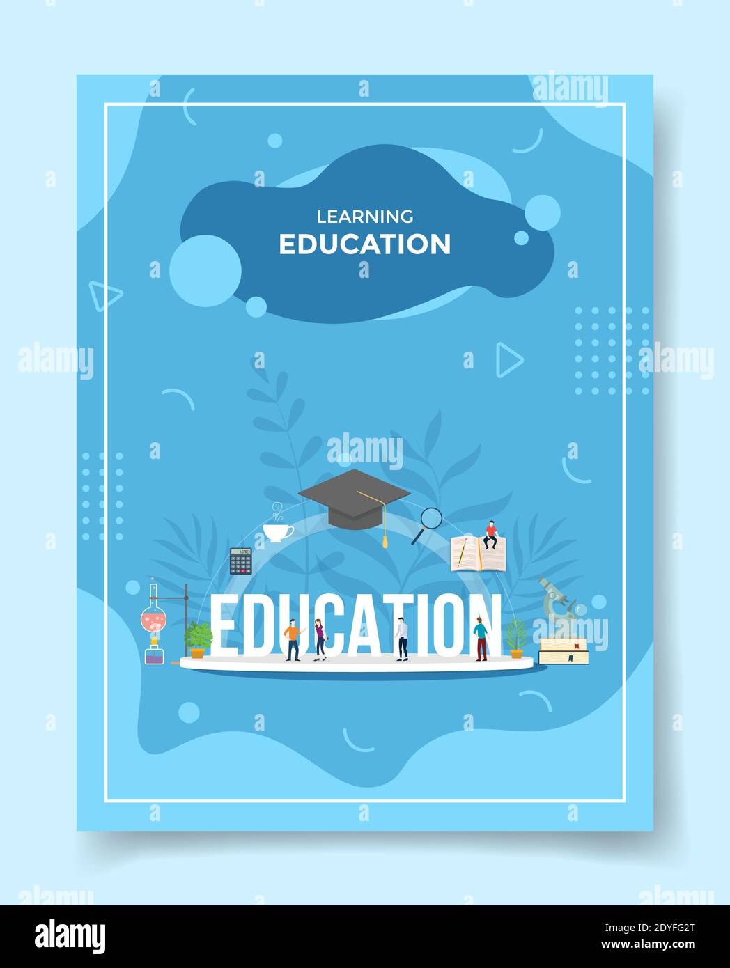 learning education concept people around word education cap hat book ...