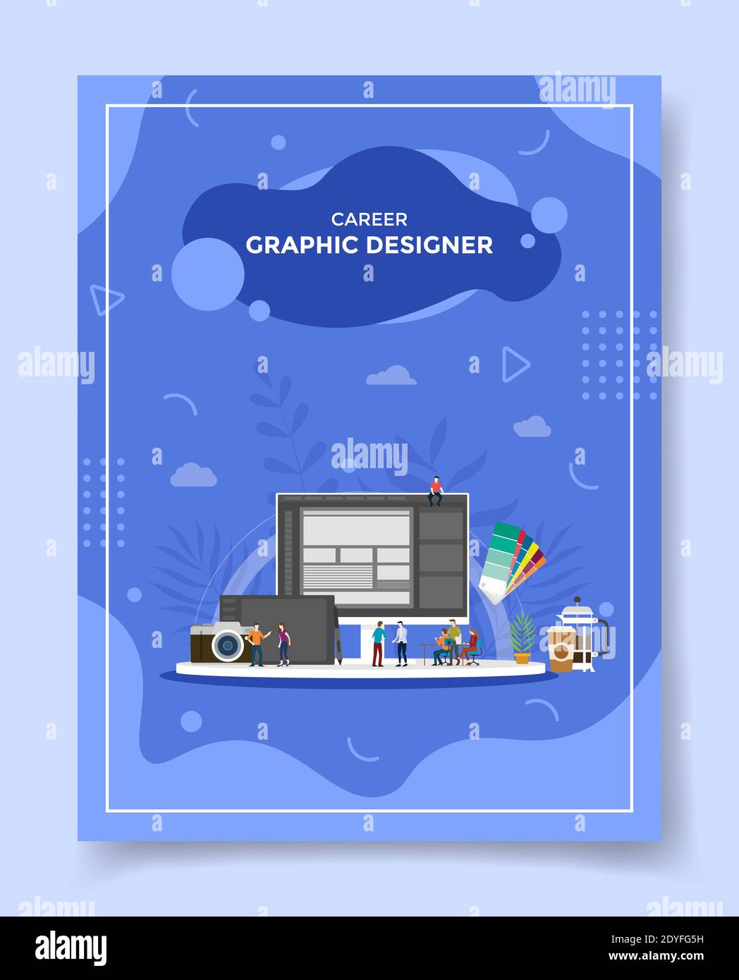 career graphic designer people around computer camera pad palette color ...