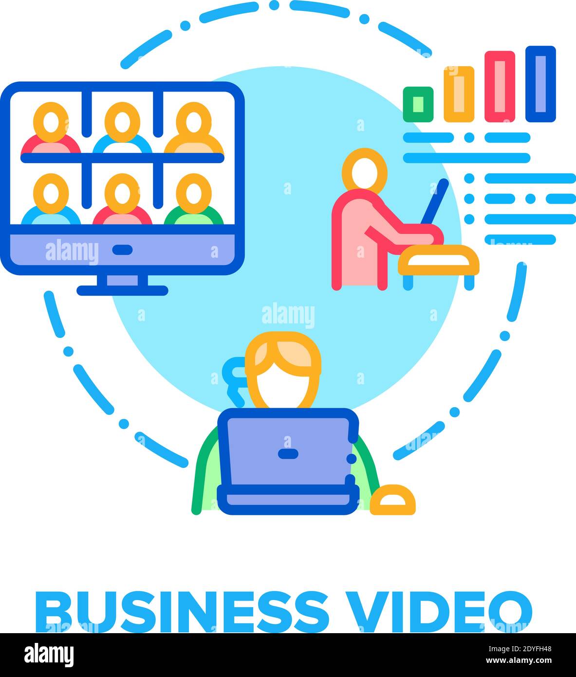 Business Video Vector Concept Color Illustration Stock Vector Image ...