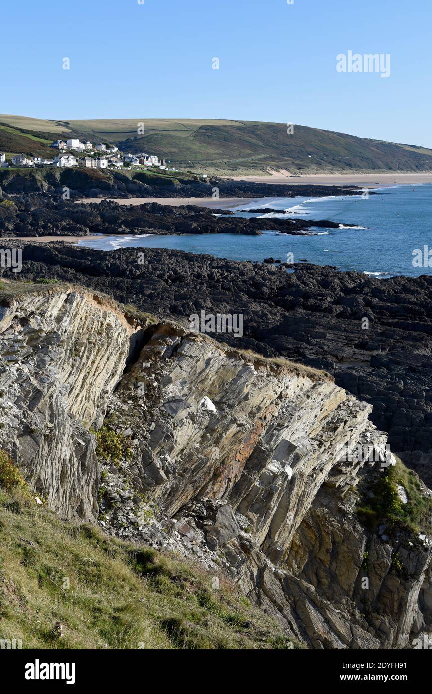 View towards Morthoe from Morte Point, North Devon, England Stock Photo ...