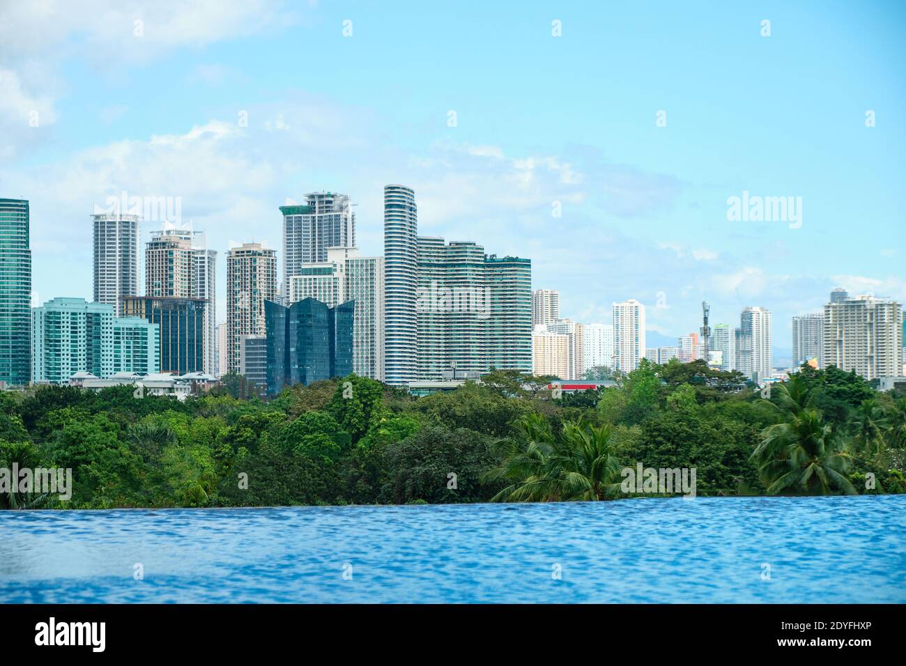 View of the city of Manila from the pool of the luxury five-star ...
