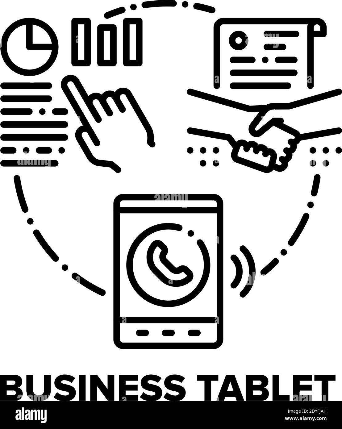 Business Tablet Vector Concept Black Illustration Stock Vector Image ...