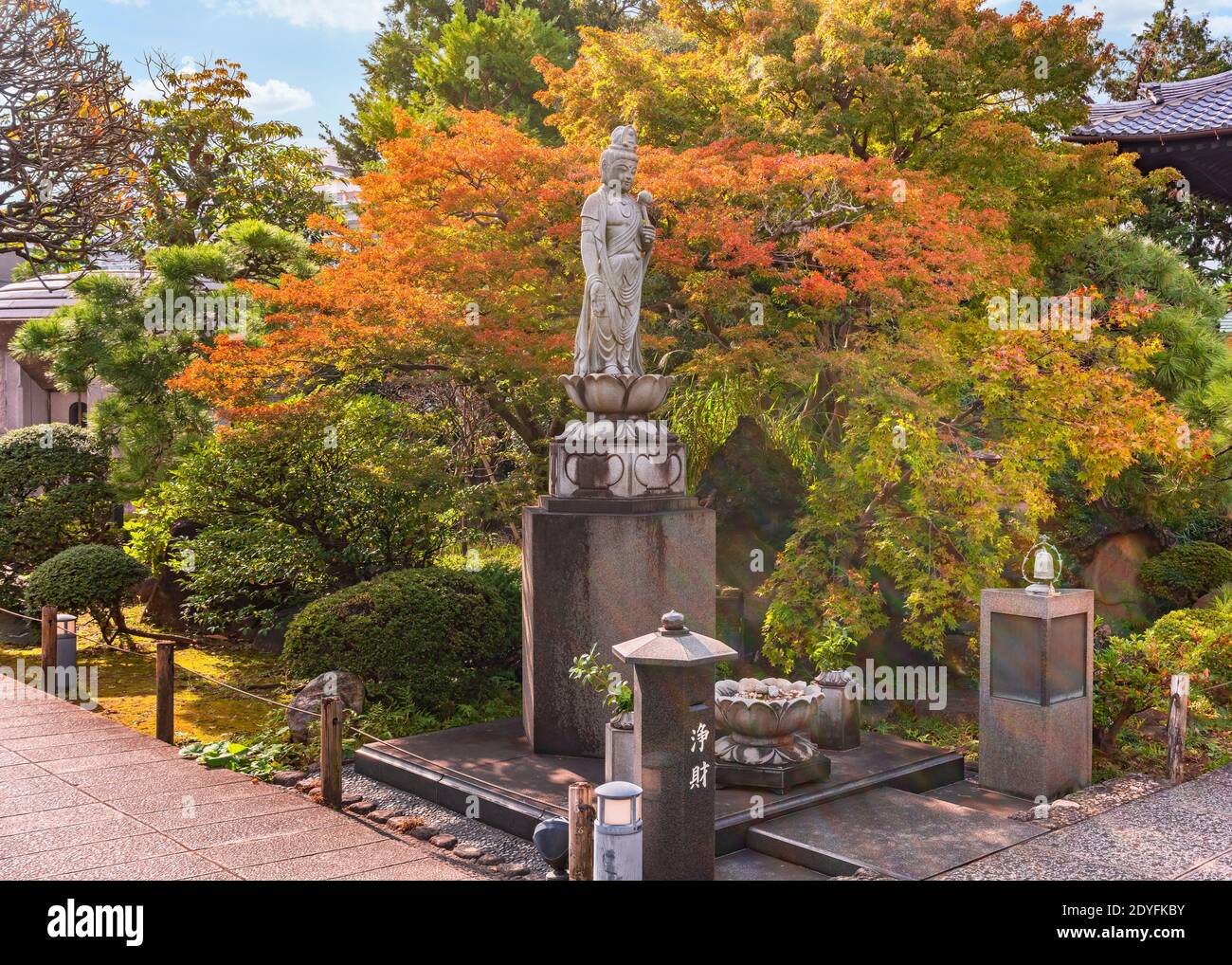 tokyo, japan - november 10 2020: Religious statue of kannon bodhisattva ...