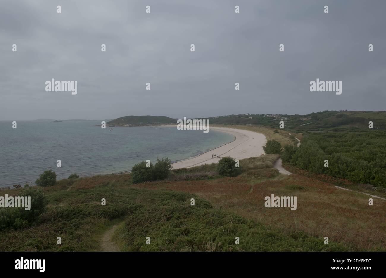 Panoramic View Across the Sandy Par Beach on the Island of St Martin's ...