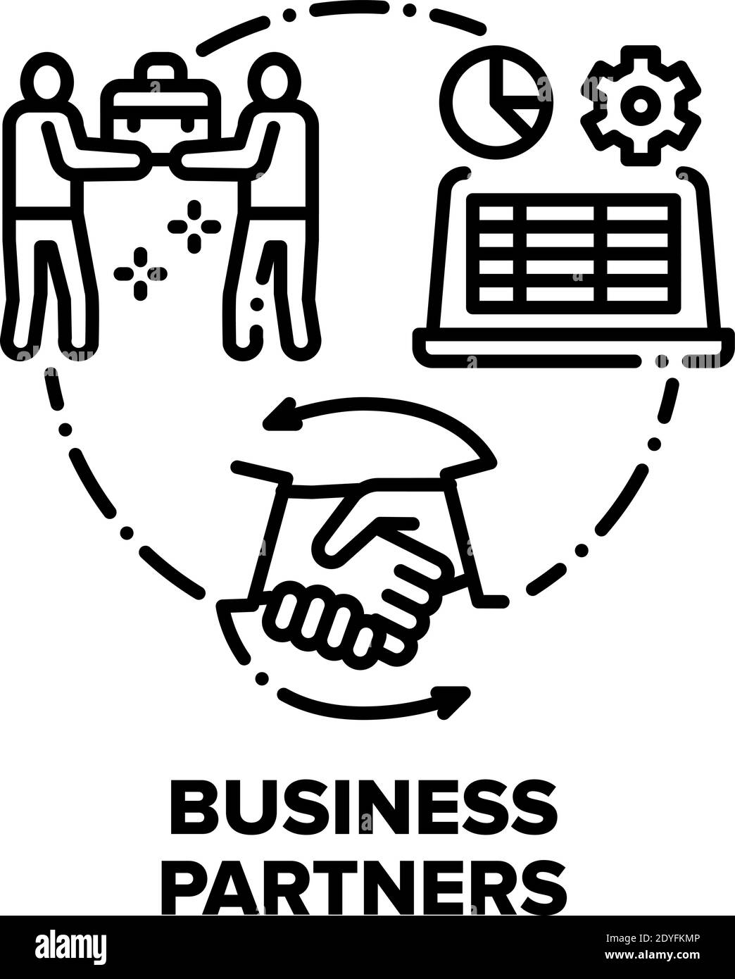 Business Partners Meeting Vector Concept Black Illustration Stock ...