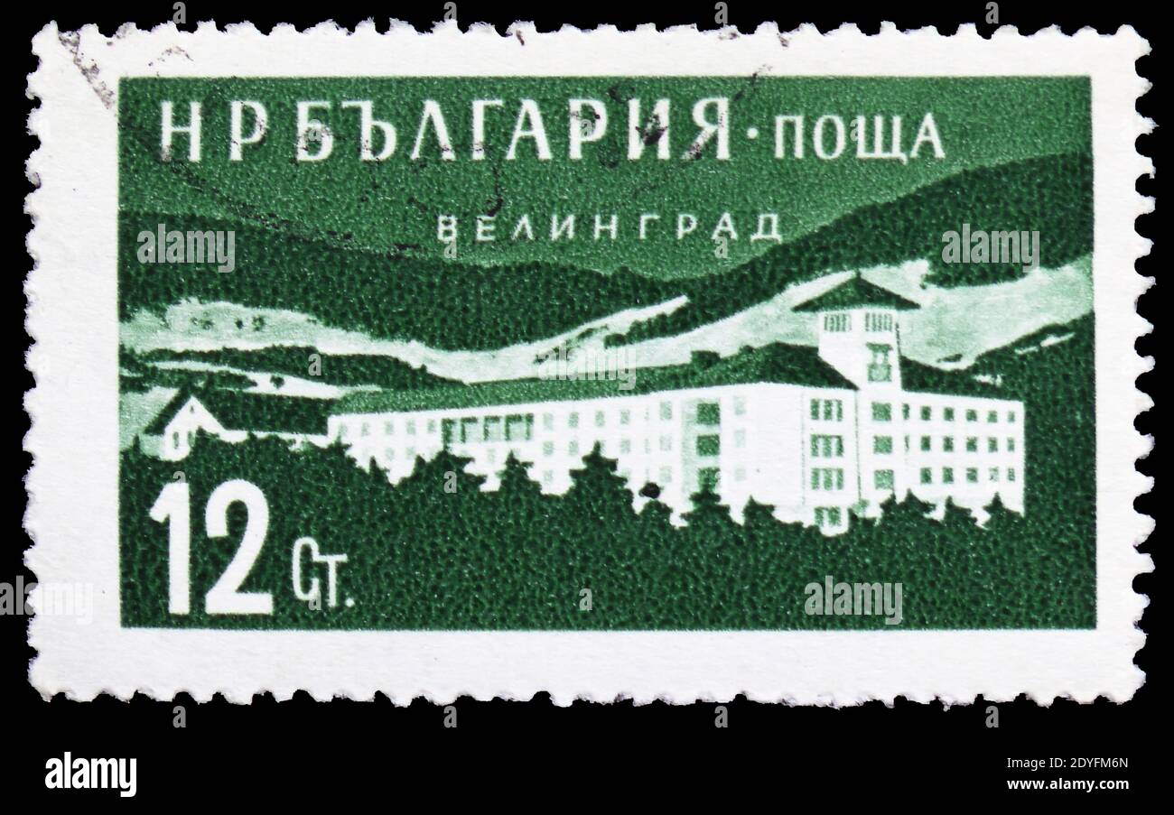 MOSCOW, RUSSIA - MARCH 23, 2019: Postage stamp printed in Bulgaria ...