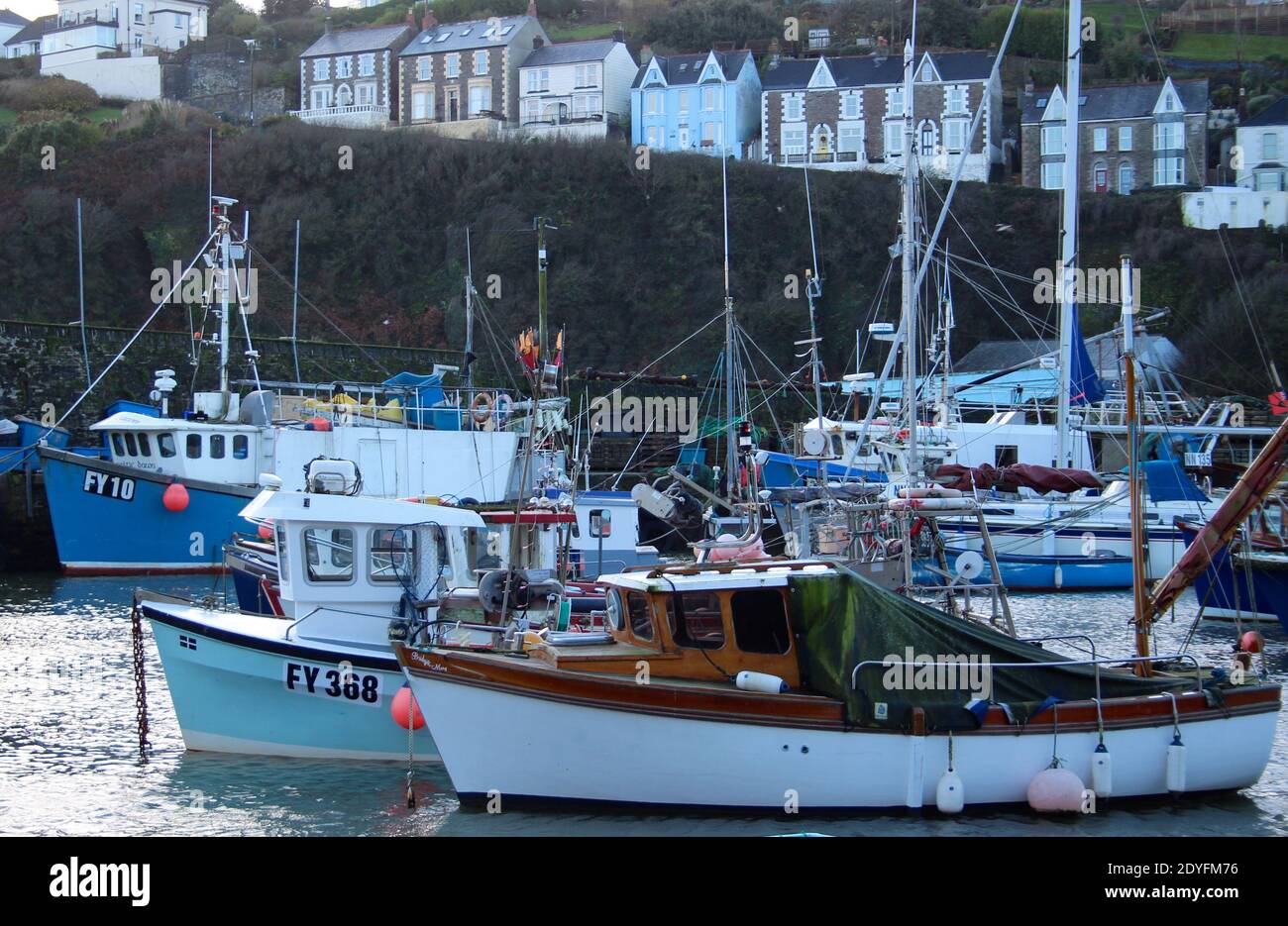 UK Fishing Boats Megavissy Harbour Port Stock Photo - Alamy