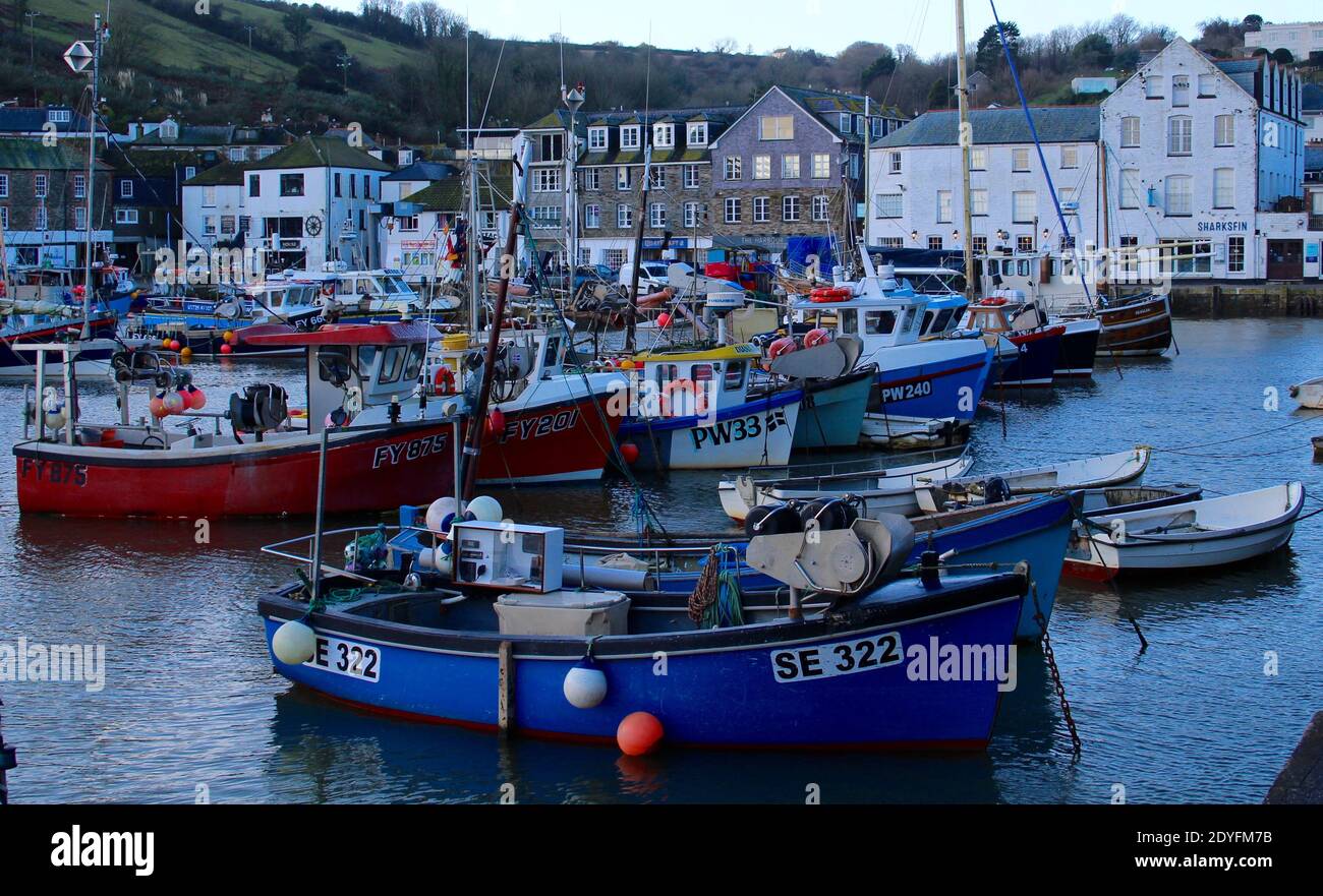 UK Fishing Boats Megavissy Harbour Port Stock Photo - Alamy