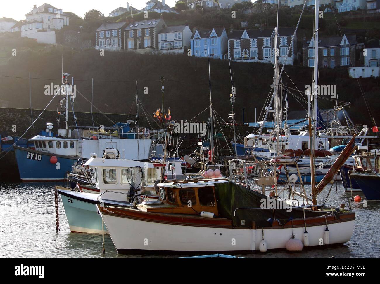 UK Fishing Boats Megavissy Harbour Port Stock Photo - Alamy