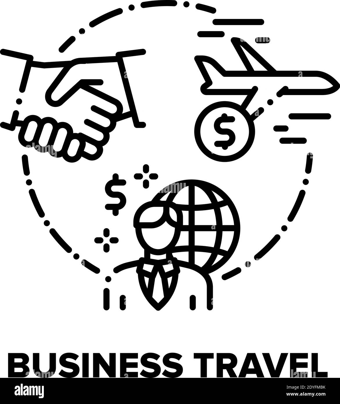 Business Travel Vector Concept Black Illustration Stock Vector Image ...
