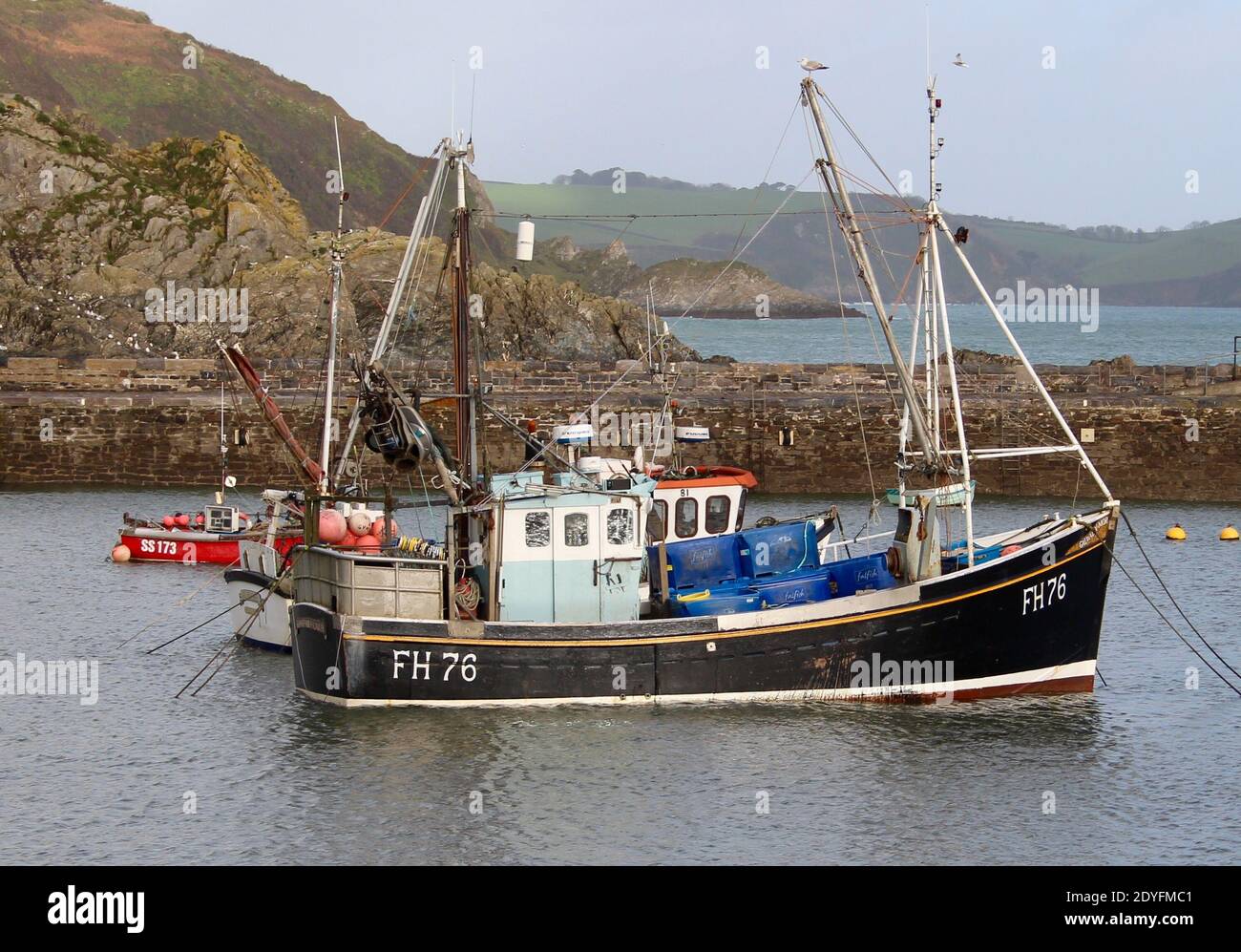 UK Fishing Boats Megavissy Harbour Port Stock Photo - Alamy