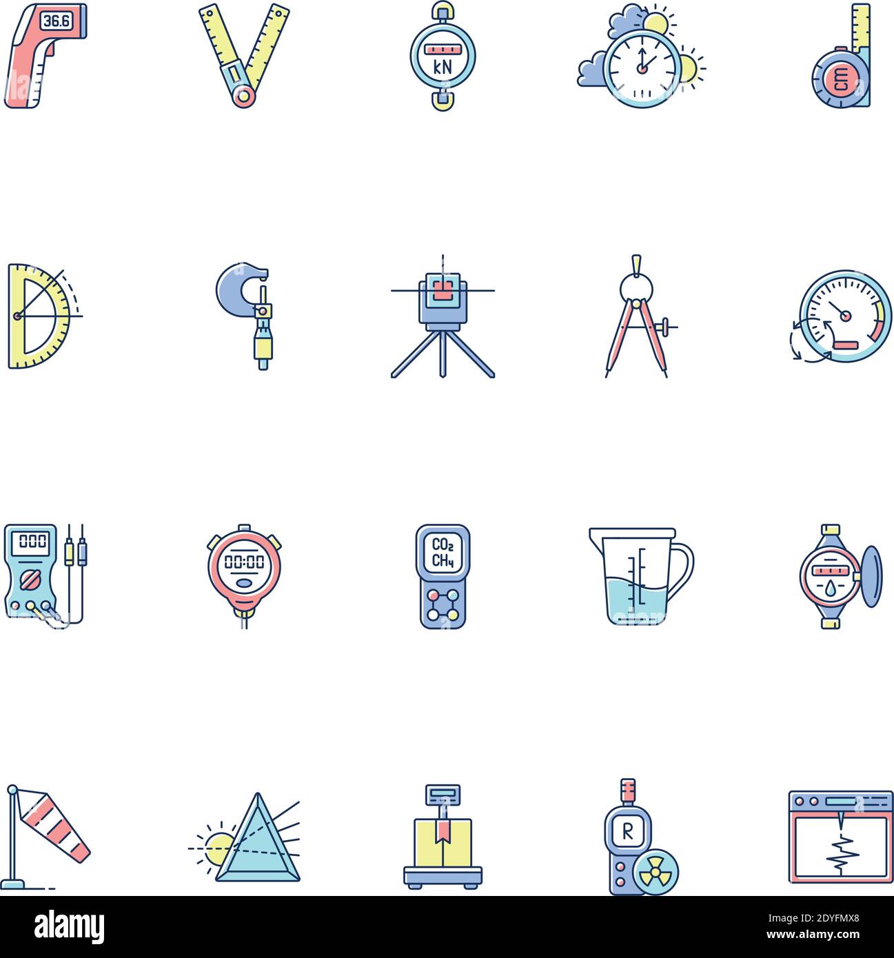 Measurement elements RGB color icons set Stock Vector Image & Art - Alamy