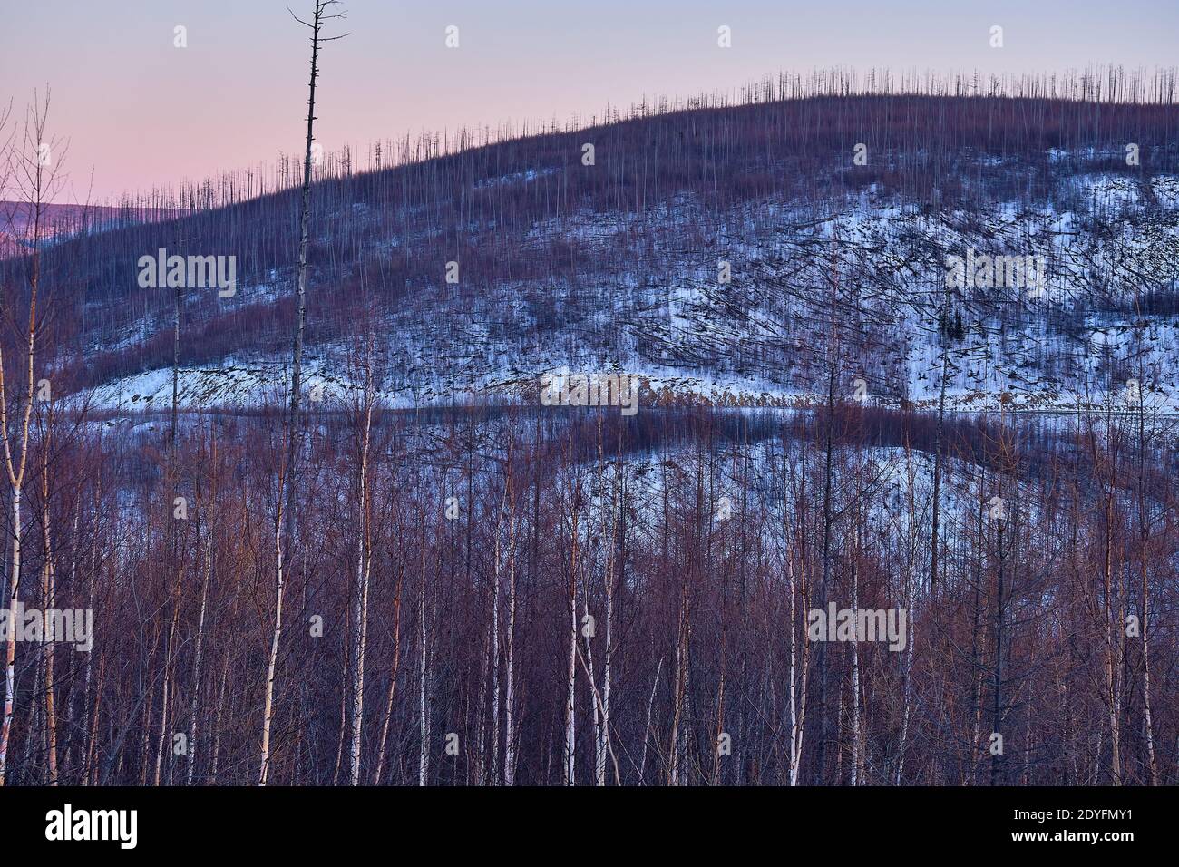 Sunset among the mountains on the road Lidoga-Vanino Khabarovsk ...