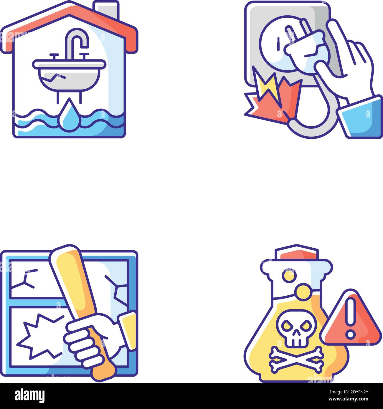 Preventing house hazards RGB color icons set Stock Vector Image & Art ...