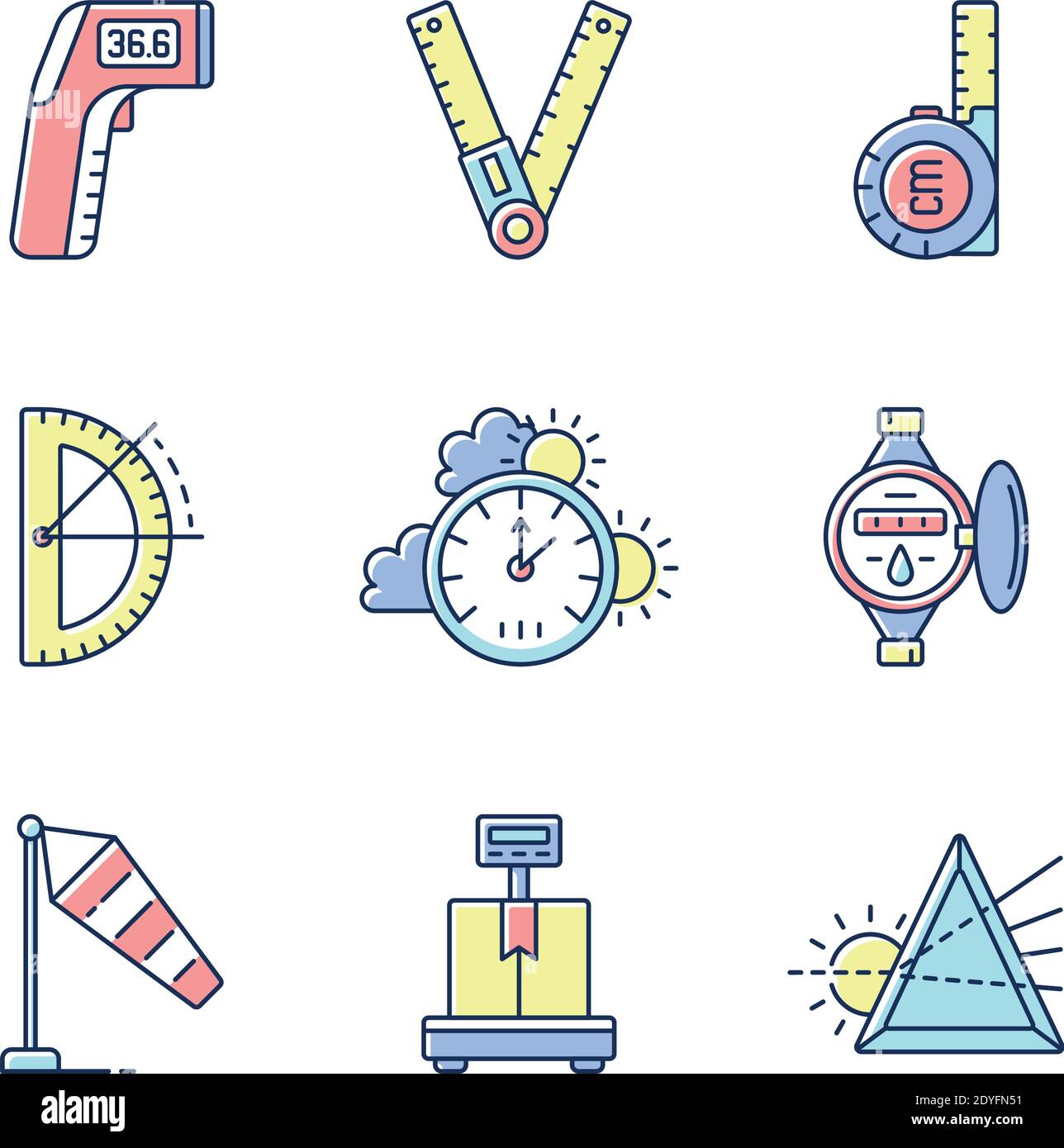 Measuring instruments RGB color icons set Stock Vector Image & Art - Alamy