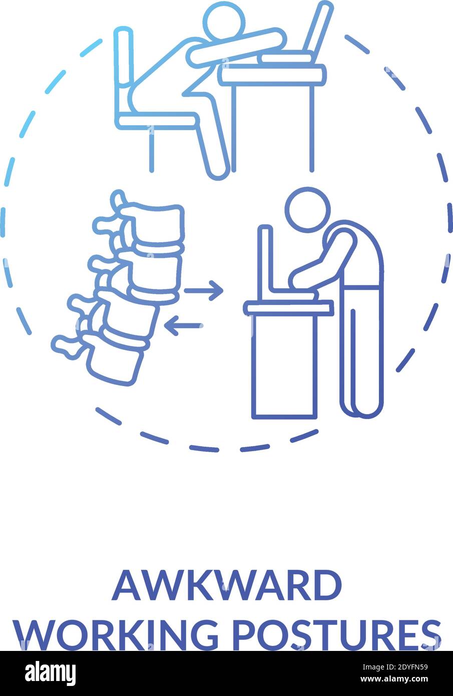 Awkward working postures concept icon Stock Vector Image & Art - Alamy