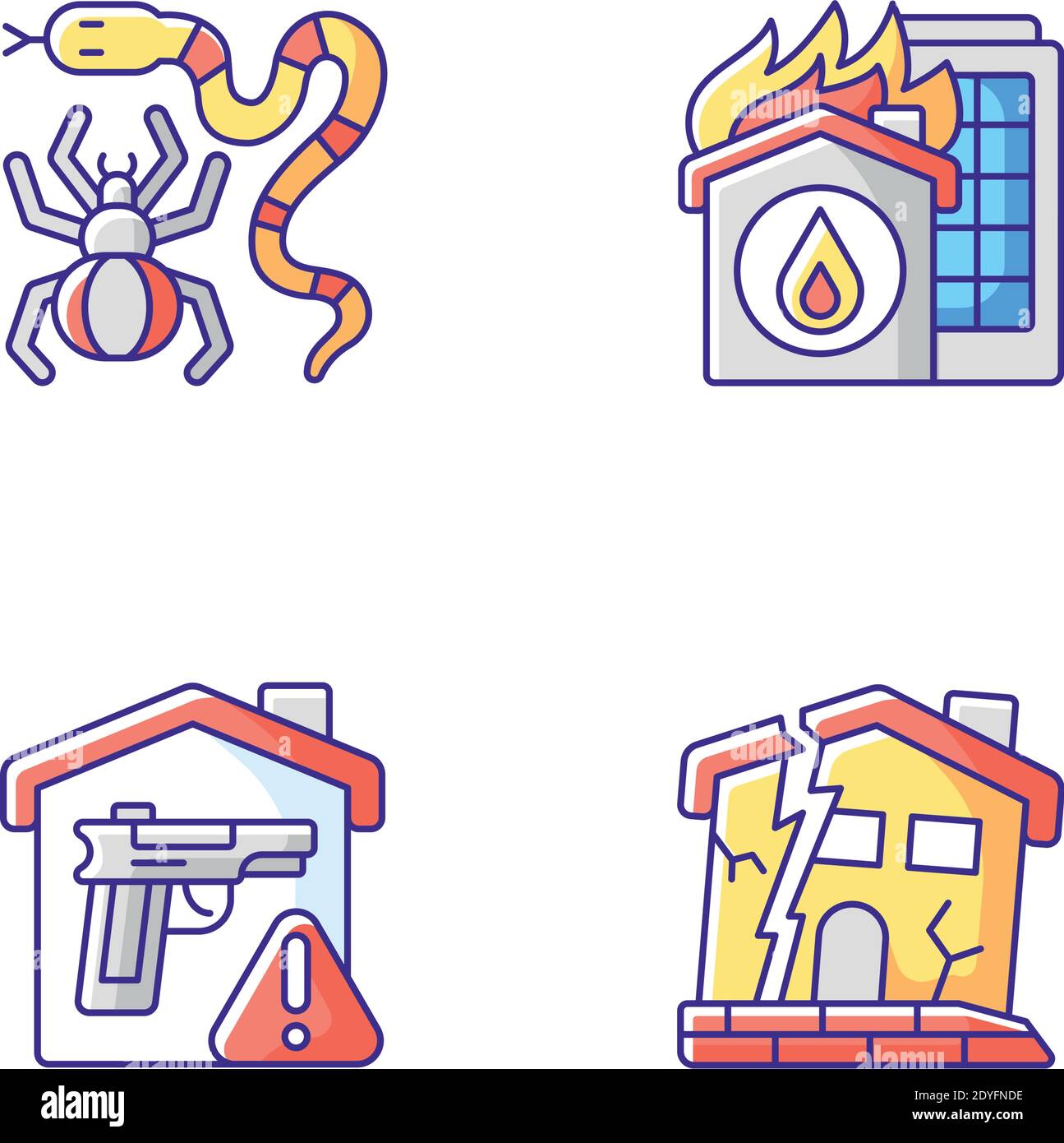 Home hazards prevention RGB color icons set Stock Vector Image & Art ...