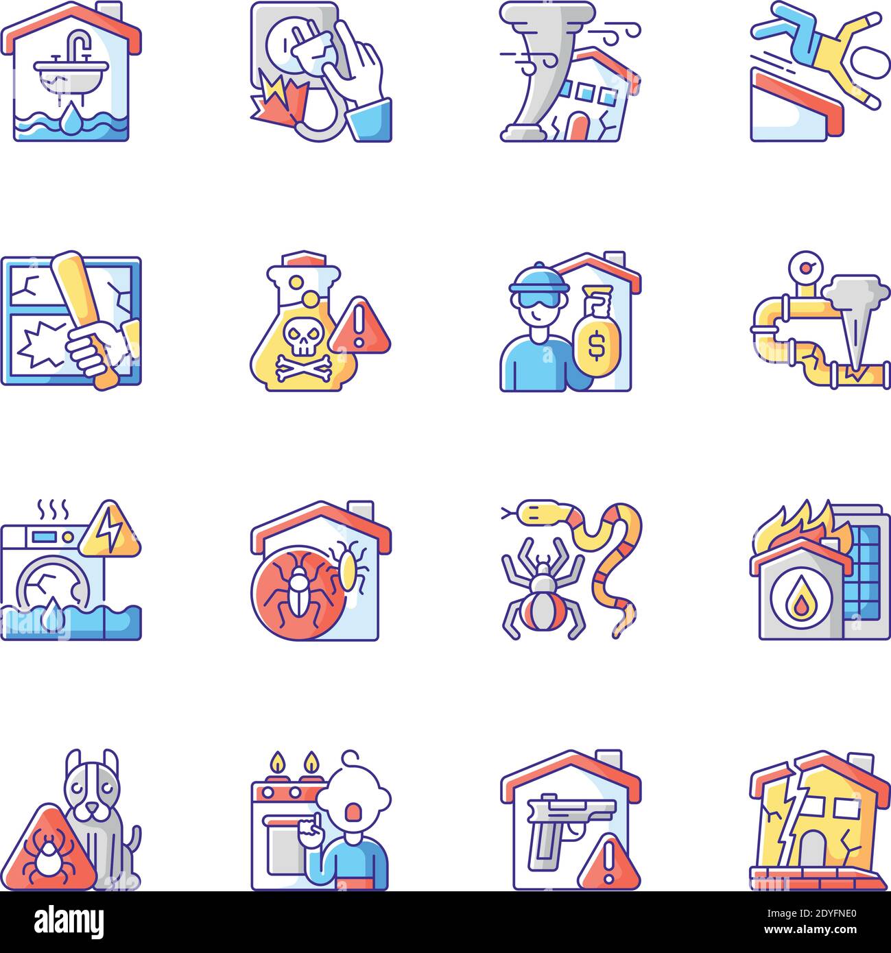 Home damage linear icons Cut Out Stock Images & Pictures - Alamy