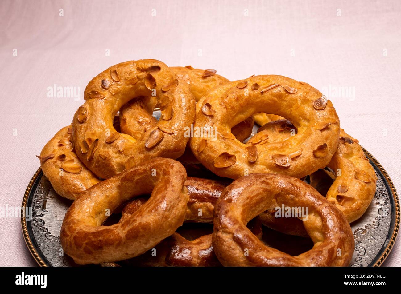 Almond doughnuts, homemade almond donuts. Homemade Spanish pastries ...