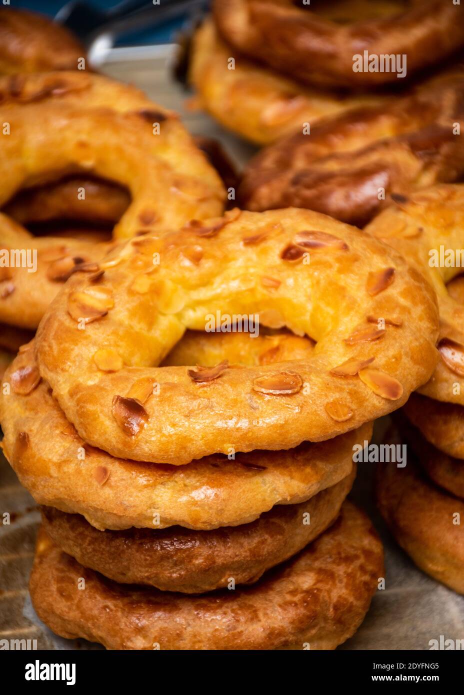 Almond doughnuts, homemade almond donuts. Homemade Spanish pastries ...