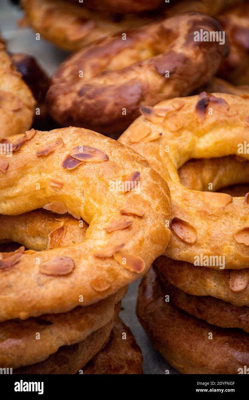 Almond doughnuts, homemade almond donuts. Homemade Spanish pastries ...
