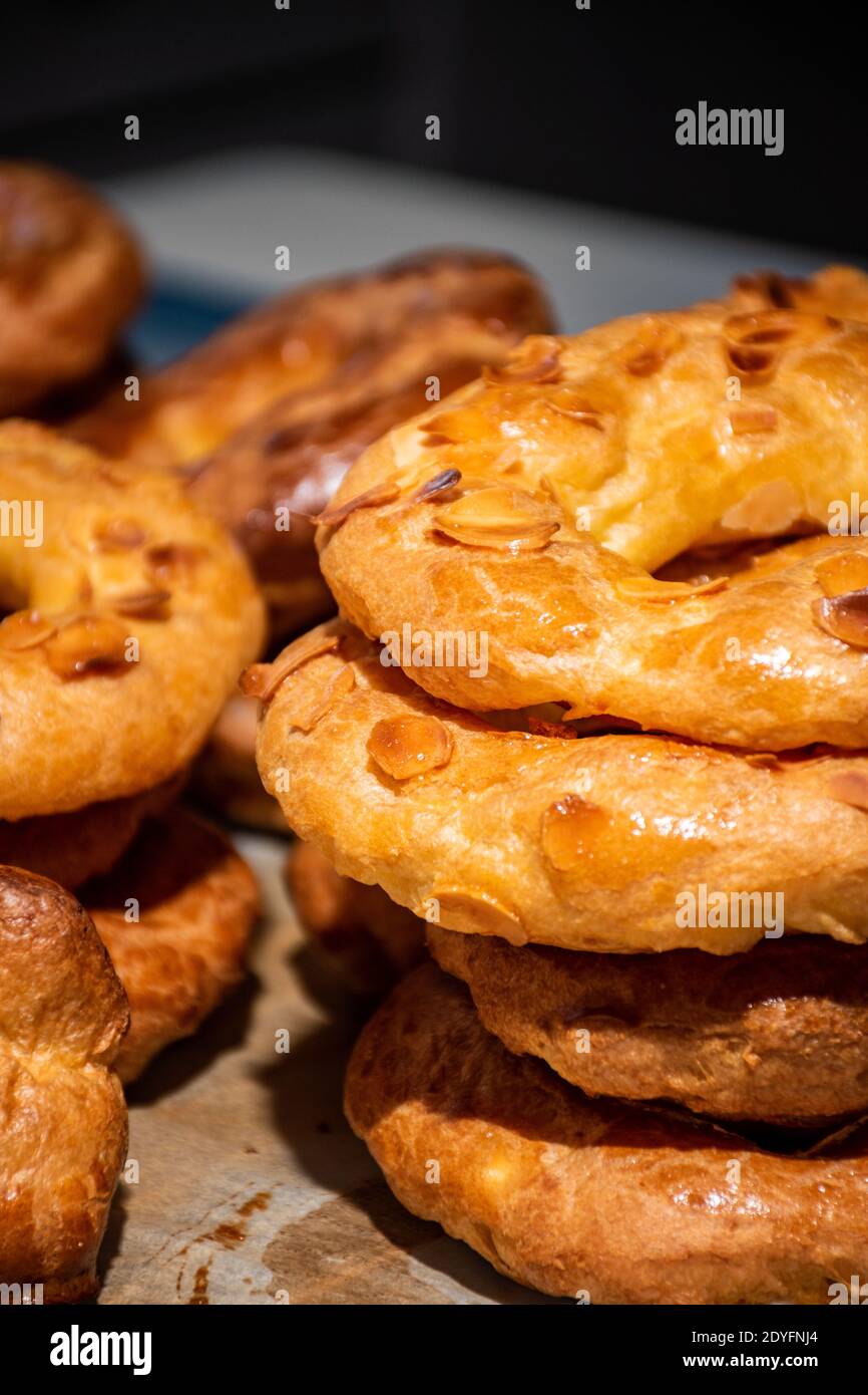 Almond doughnuts, homemade almond donuts. Homemade Spanish pastries ...