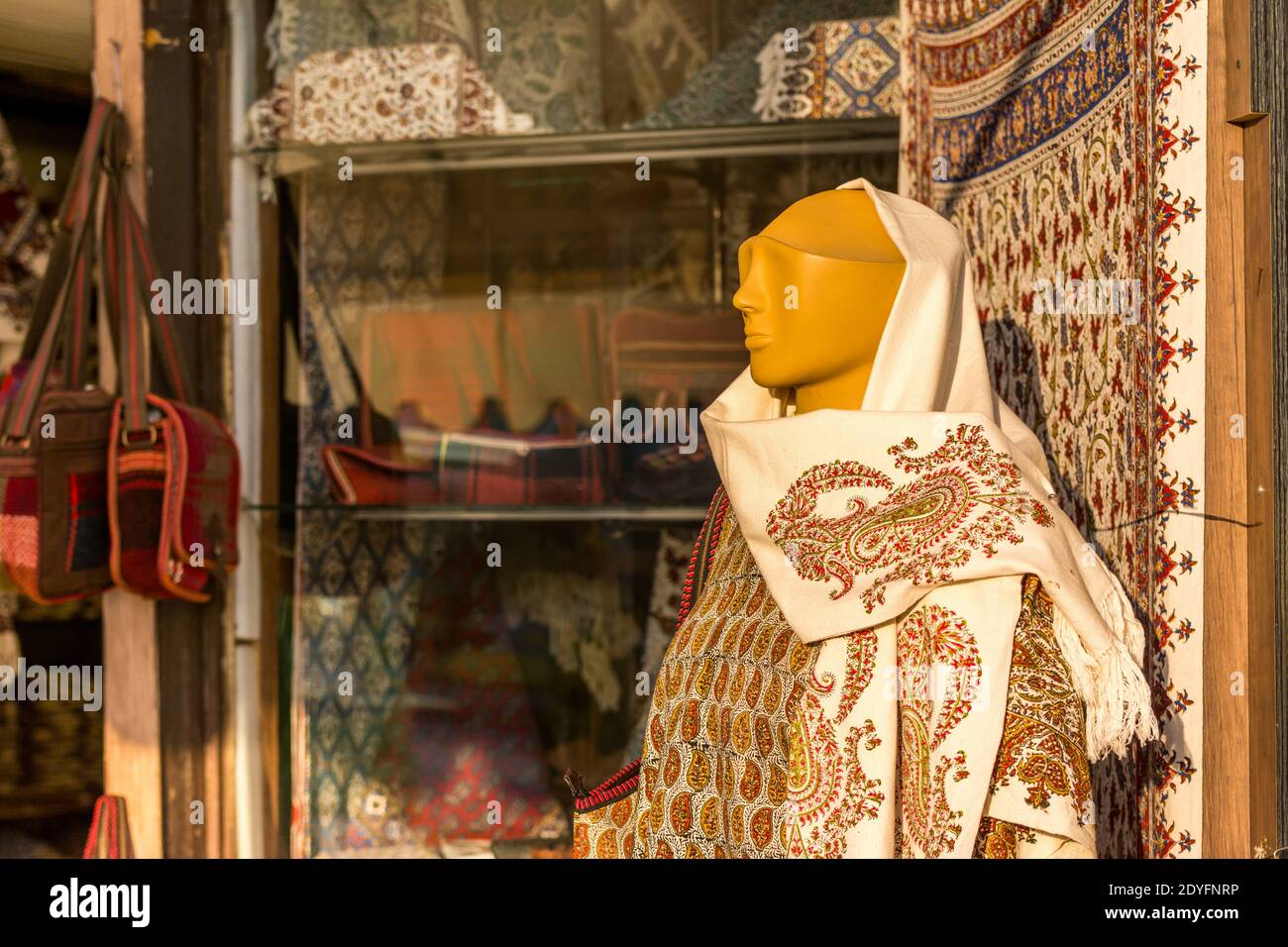 Shops of Persian carpet in the bazaar, situated on the eastern side of ...