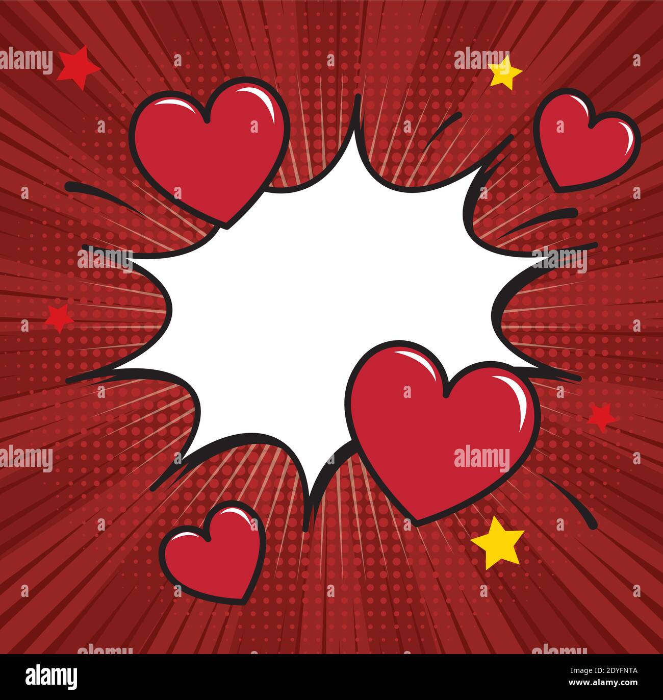 Red hearts vector illustration. Red comics background with heart Stock ...