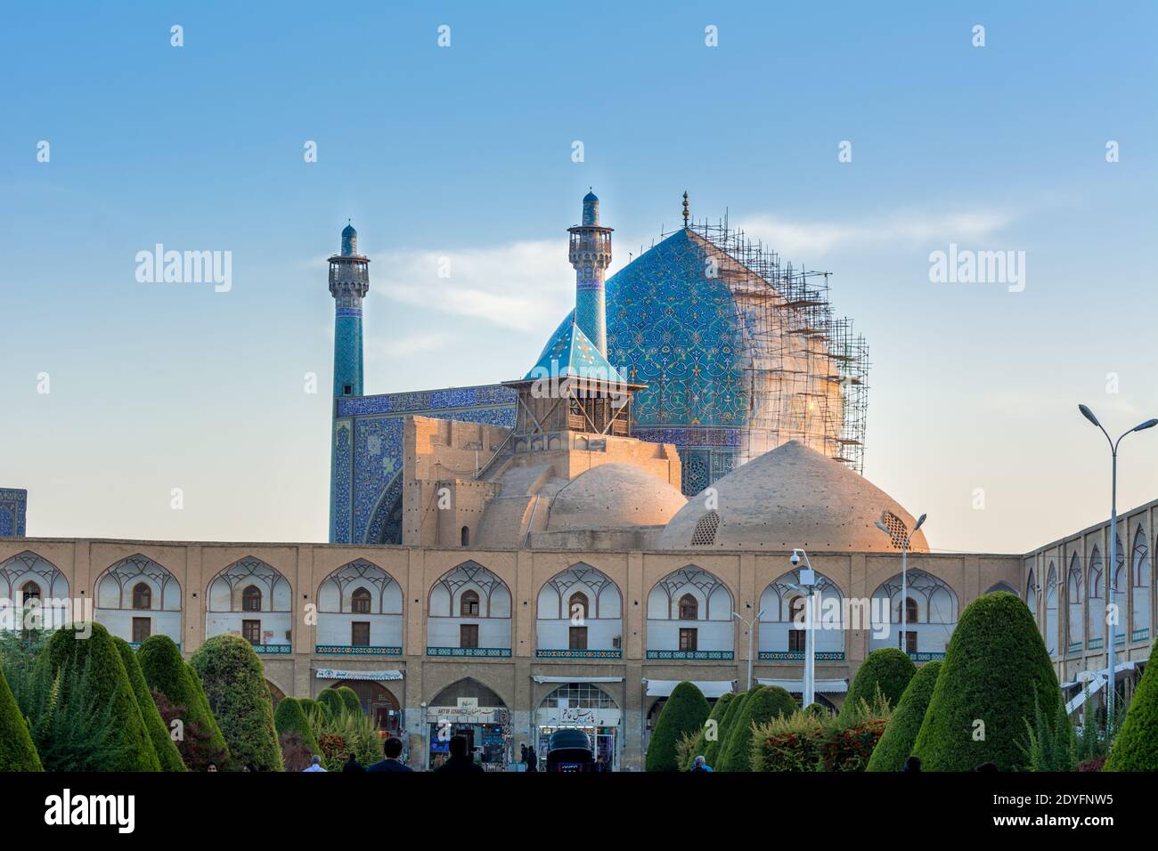Night View of Shah Mosque or Imam mosque under renovation and sunset ...
