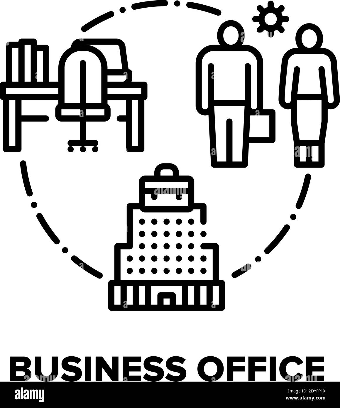 Business Office Vector Concept Black Illustration Stock Vector Image ...