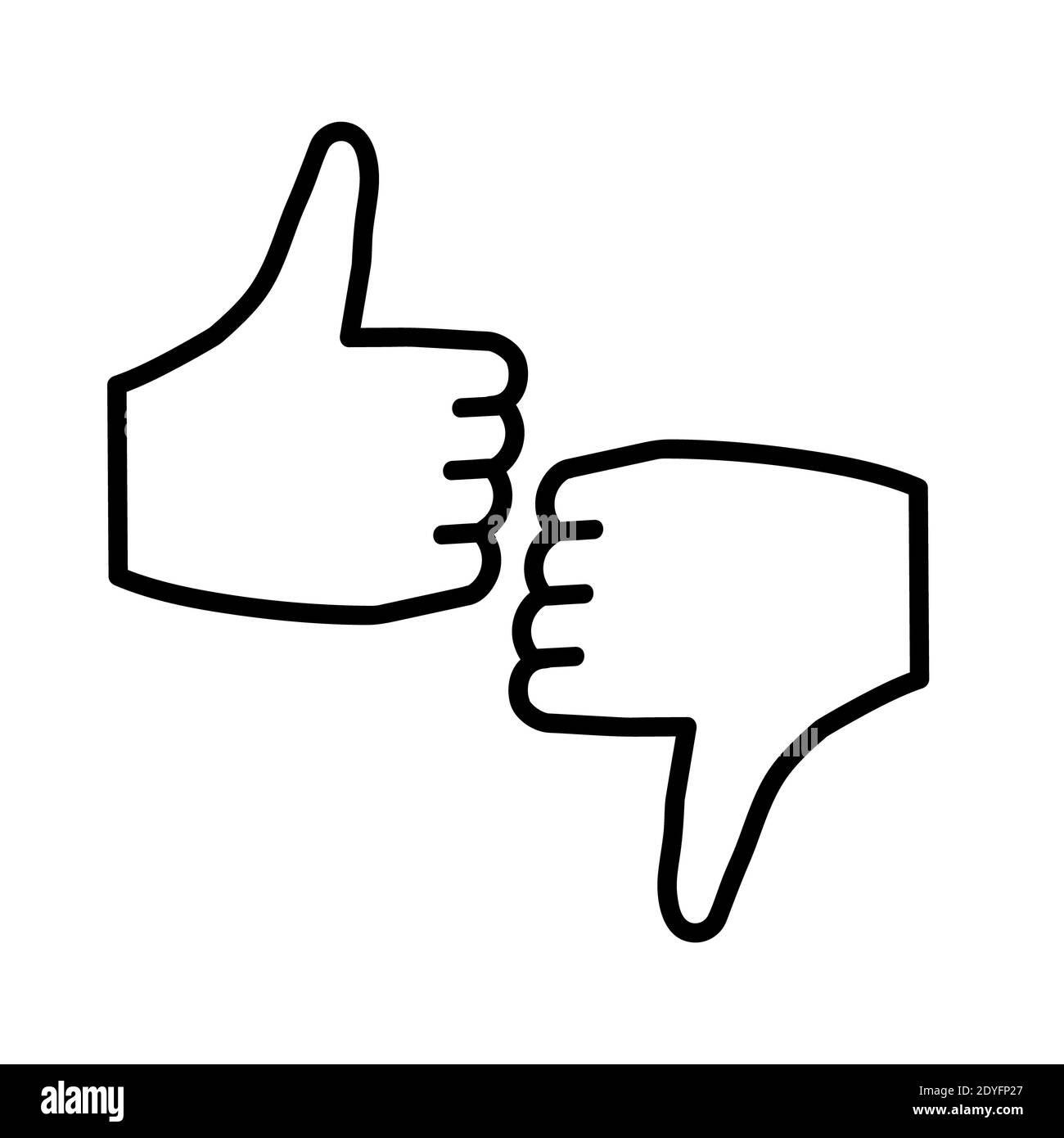 Like and disslike icon isolated on white. Outline stroke. Vector eps10 ...
