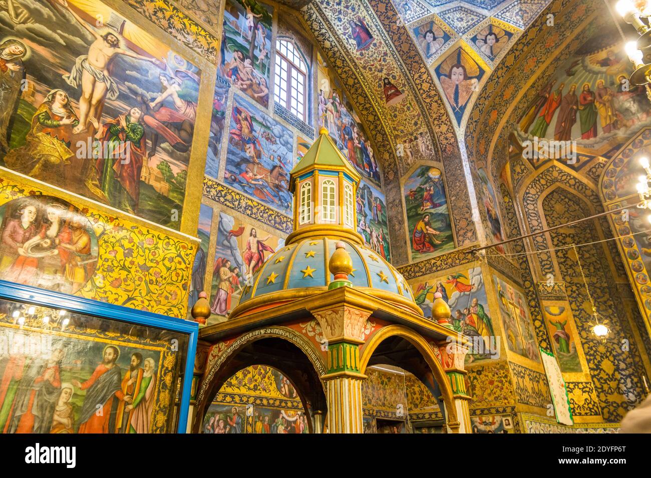 Frescos and gilded carvings of Christianity in the historic buildings ...