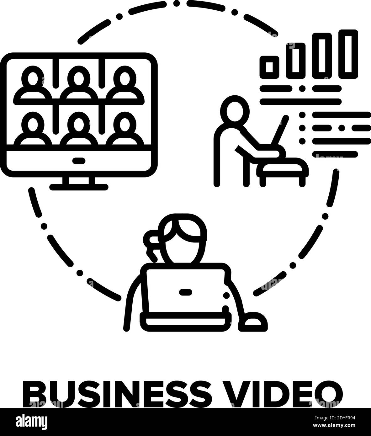 Business Video Vector Concept Black Illustration Stock Vector Image ...