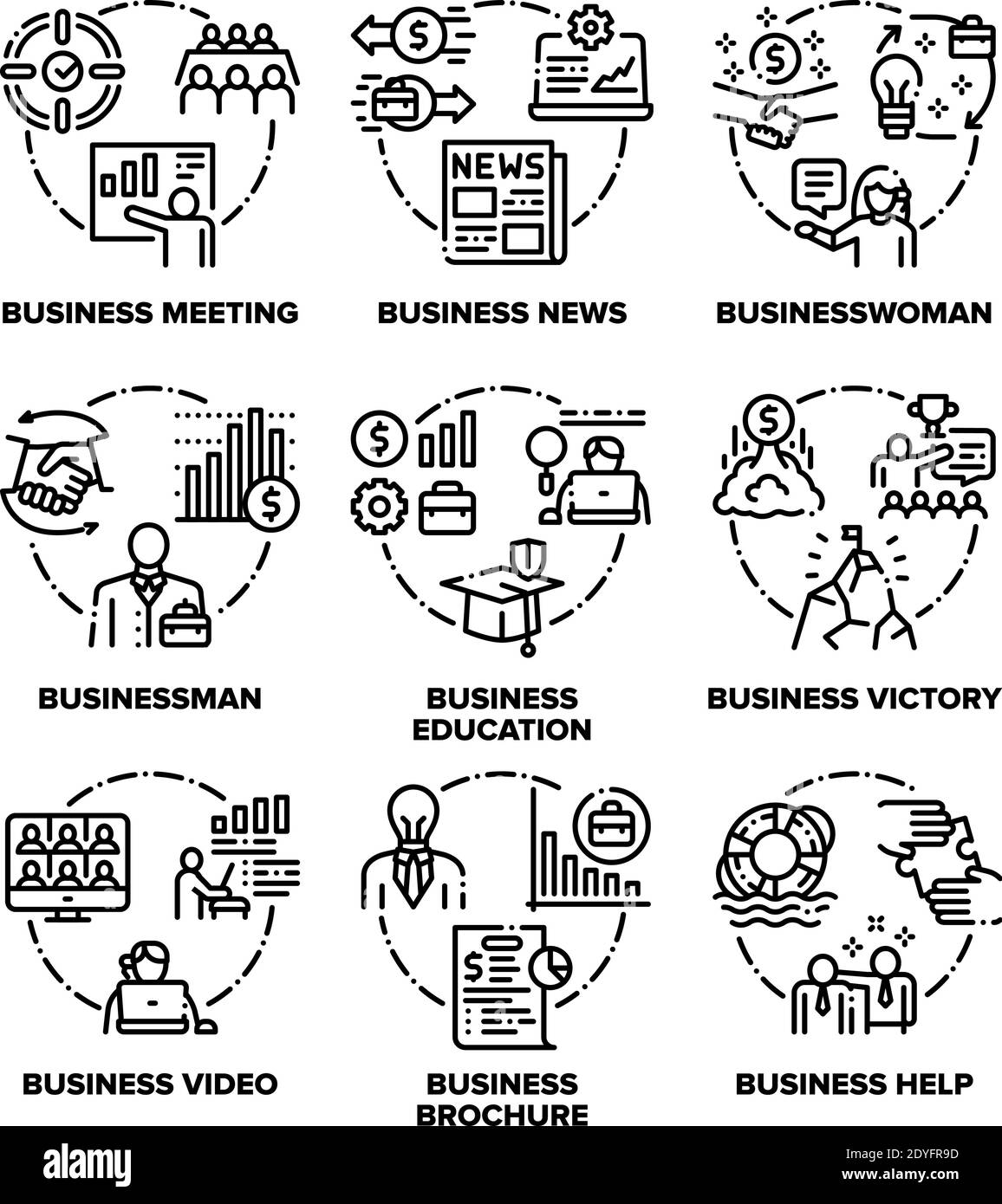 Business Set Icons Vector Black Illustration Stock Vector Image & Art ...