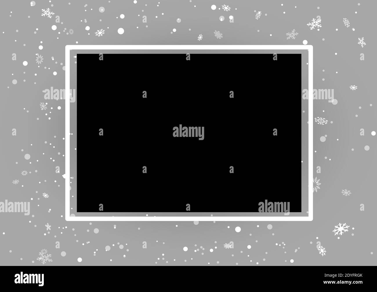 Christmas rectangular photo template with snow Stock Vector Image & Art ...