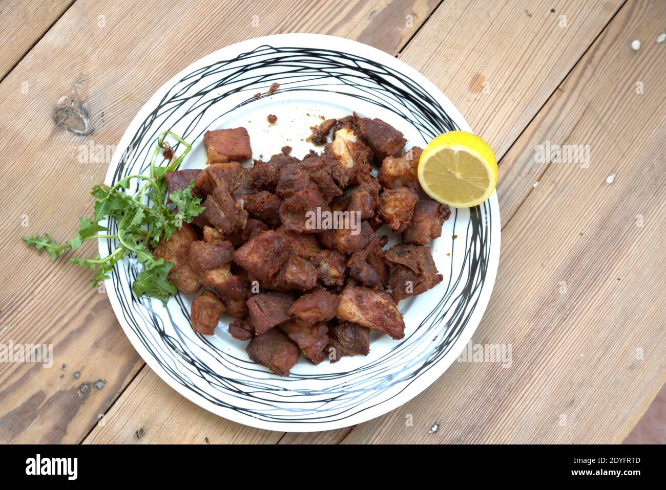 A top view shot of delicious greek traditional food Tigania for ...