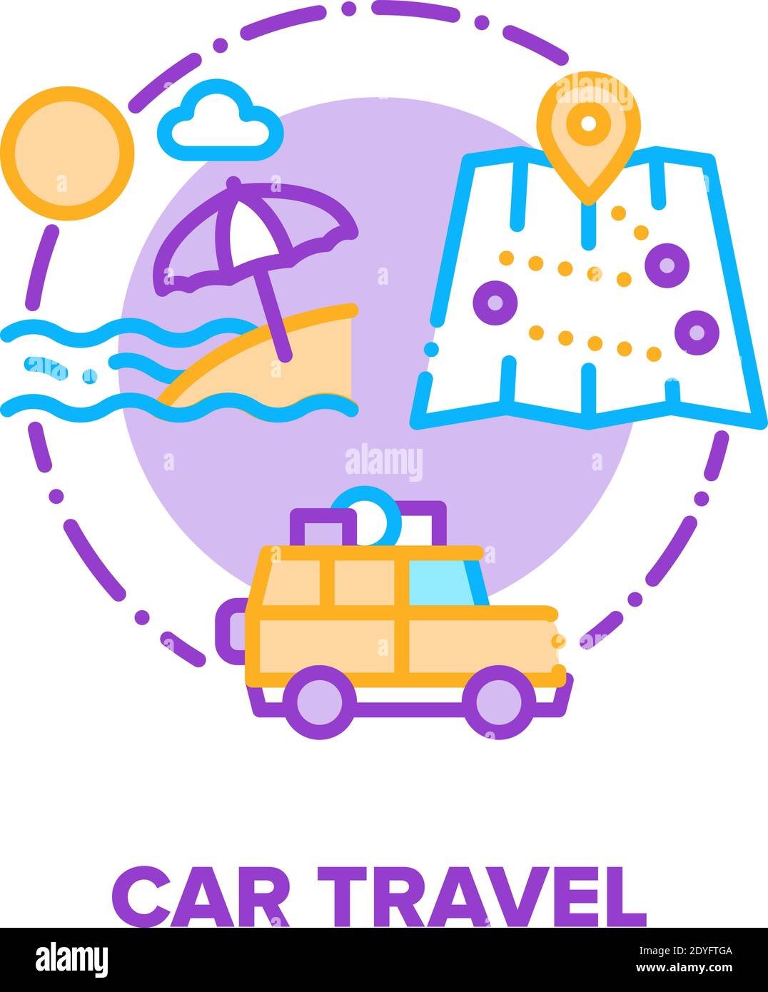 Car Travel Summer Vacation Vector Concept Color Stock Vector Image ...