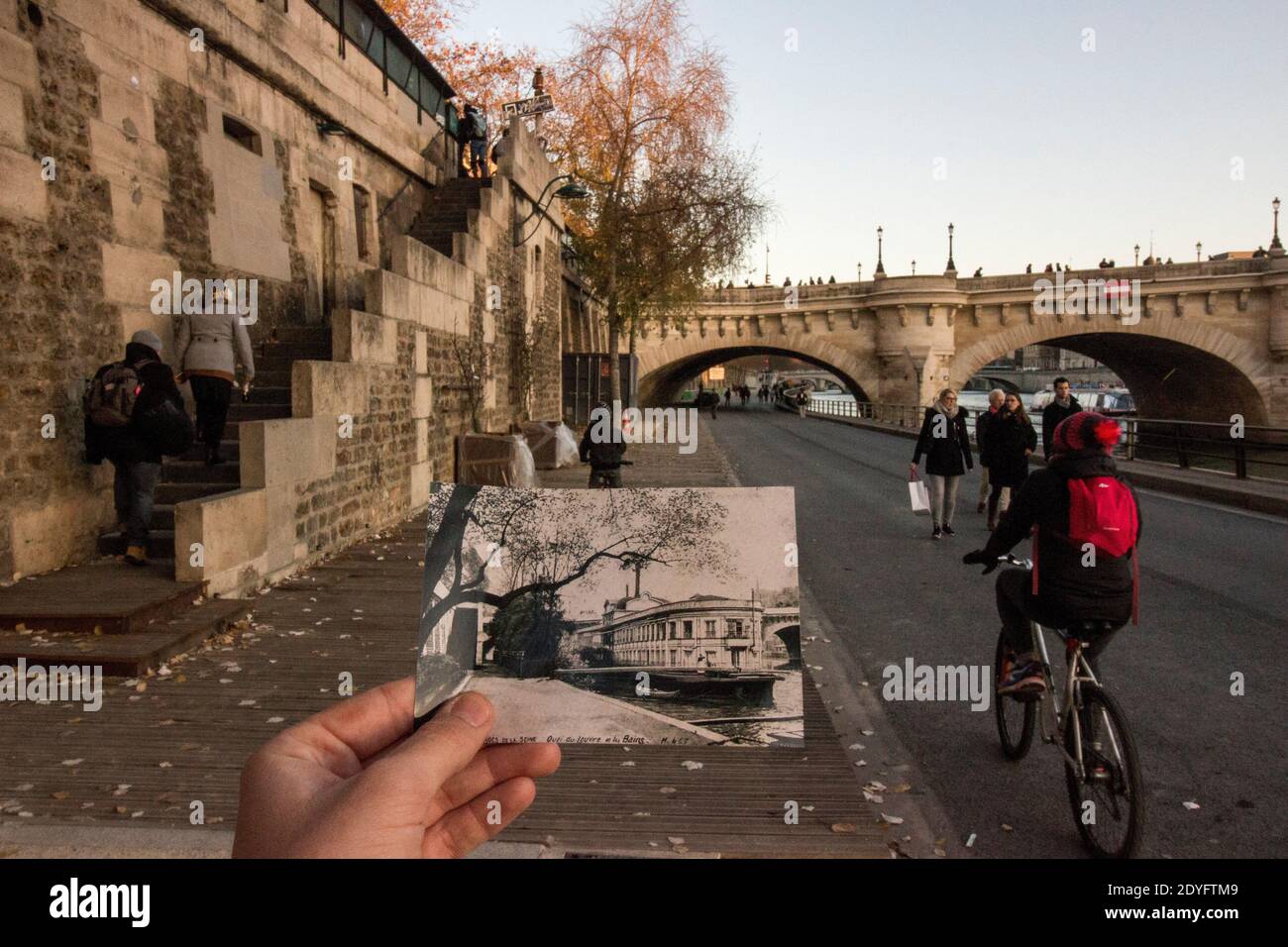 Before-After / Over the Seine. Old photos of Paris given in their ...