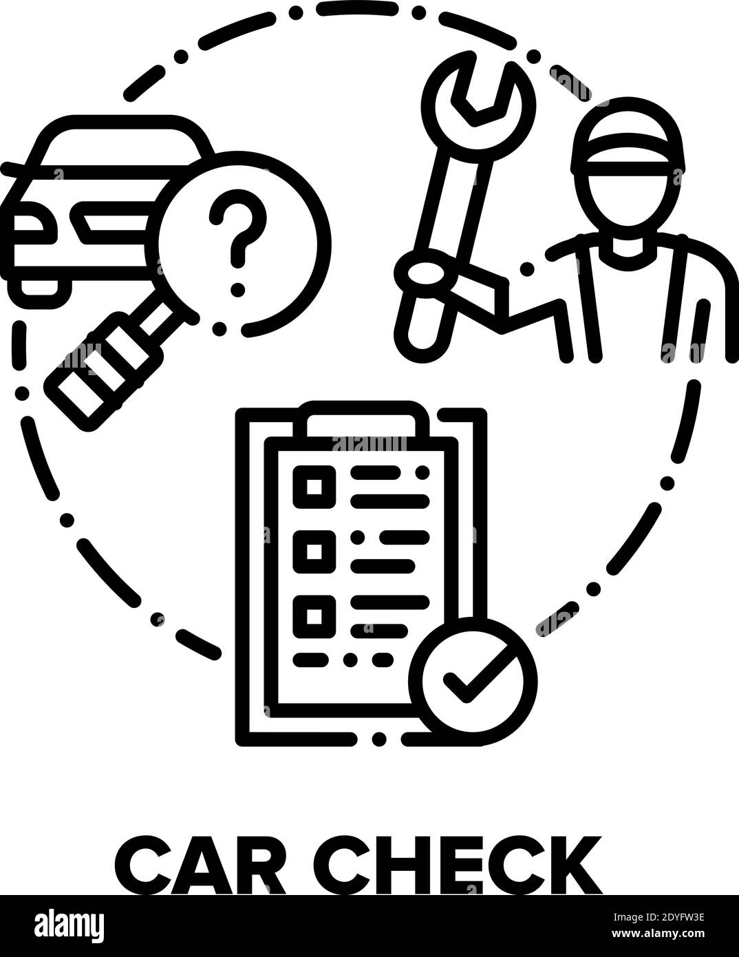 Car Check Repair Service Vector Concept Black Illustration Stock Vector ...