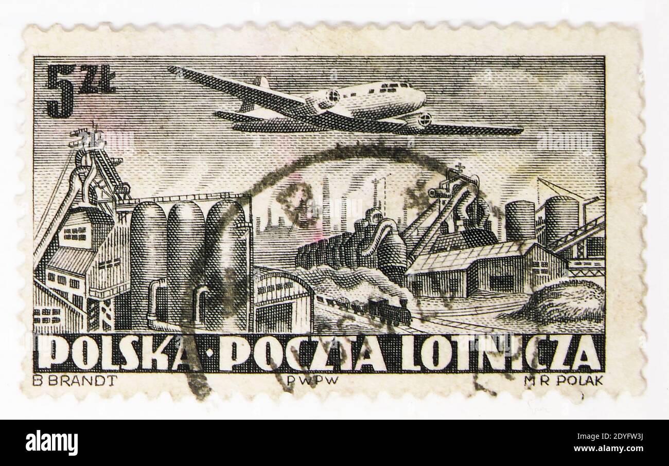 MOSCOW, RUSSIA - JULY 15, 2019: Postage stamp printed in Poland shows ...