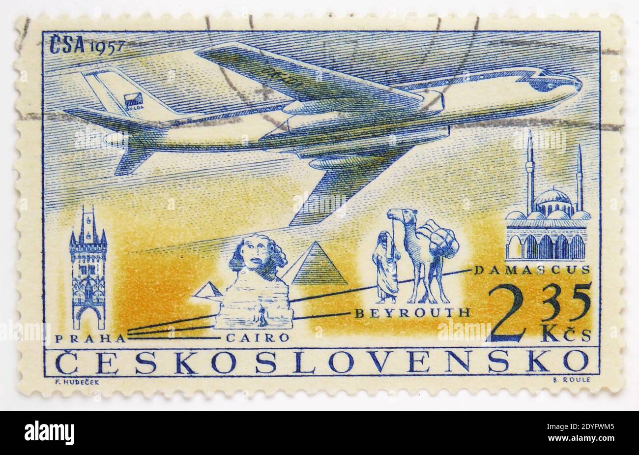 MOSCOW, RUSSIA - JULY 15, 2019: Postage stamp printed in Czechoslovakia ...