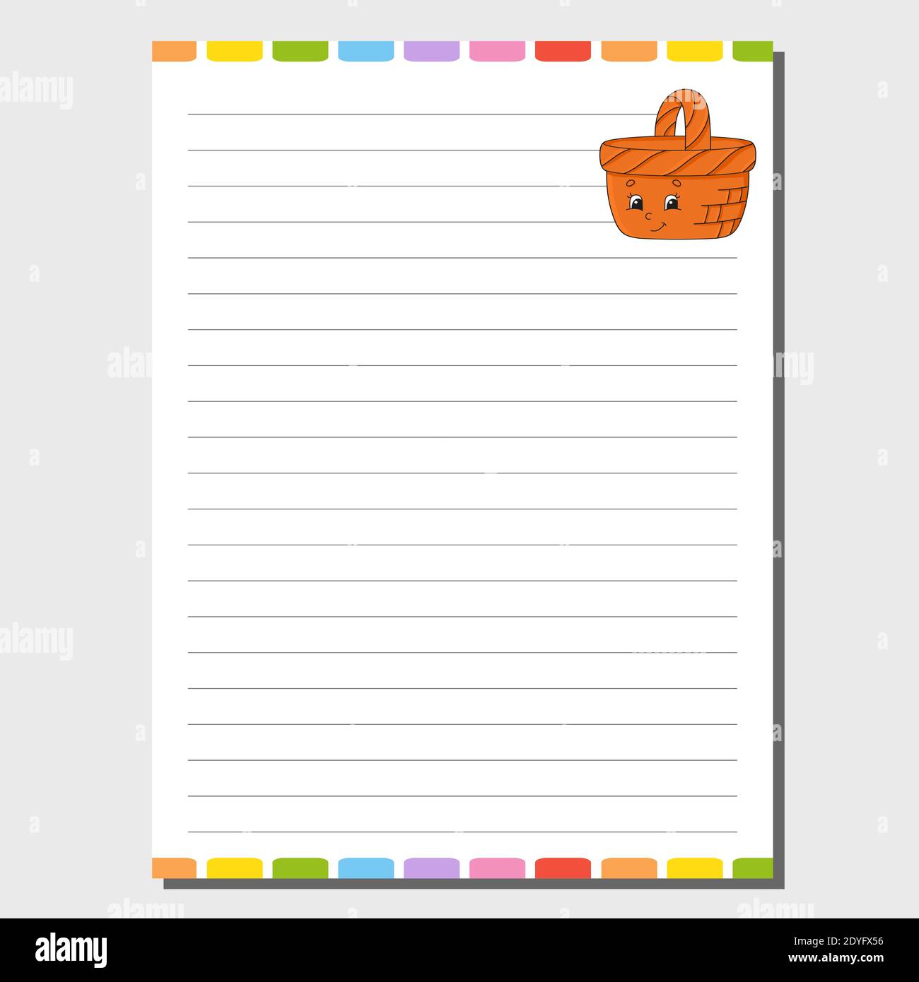 Sheet template for notebook, notepad, diary. Funny character. Isolated ...