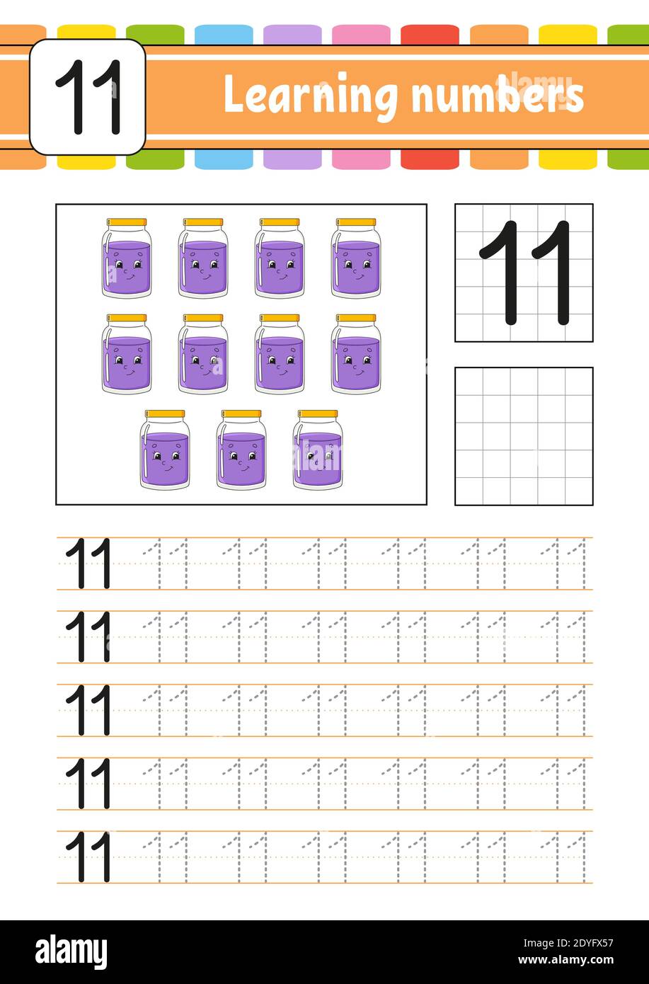 Learning numbers for kids. Handwriting practice. Education developing ...