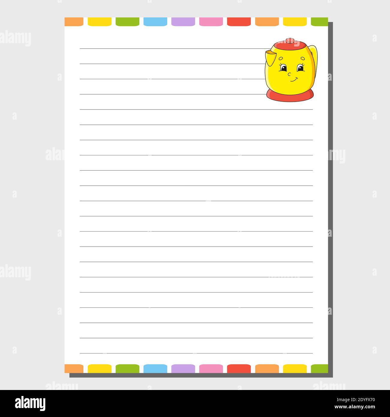 Sheet template for notebook, notepad, diary. Funny character. Isolated ...